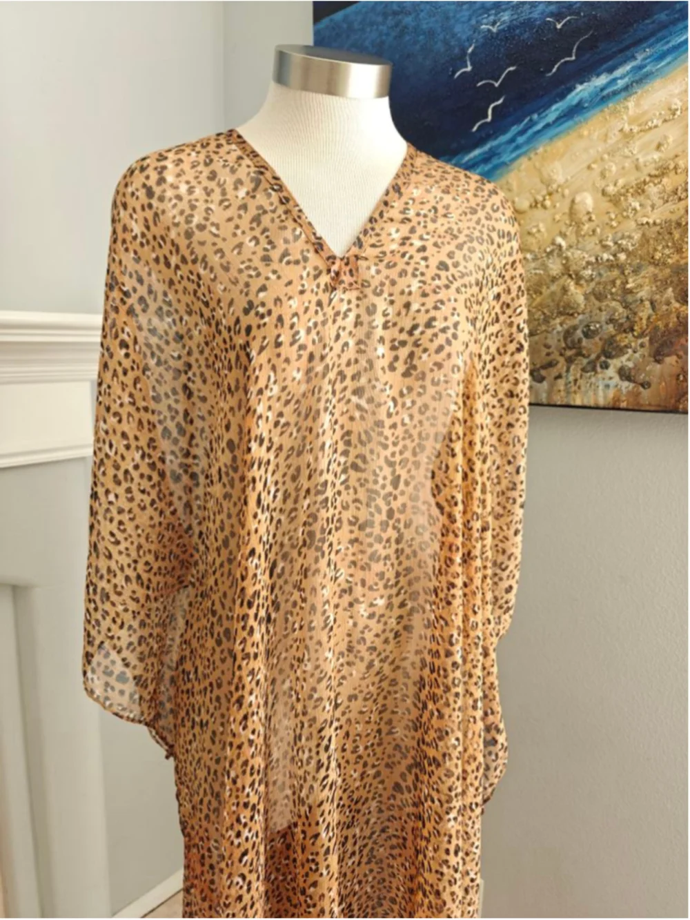 H&M | Swim | Womens Hm Leopard Print One Size Swim Coverup Brown Black ...